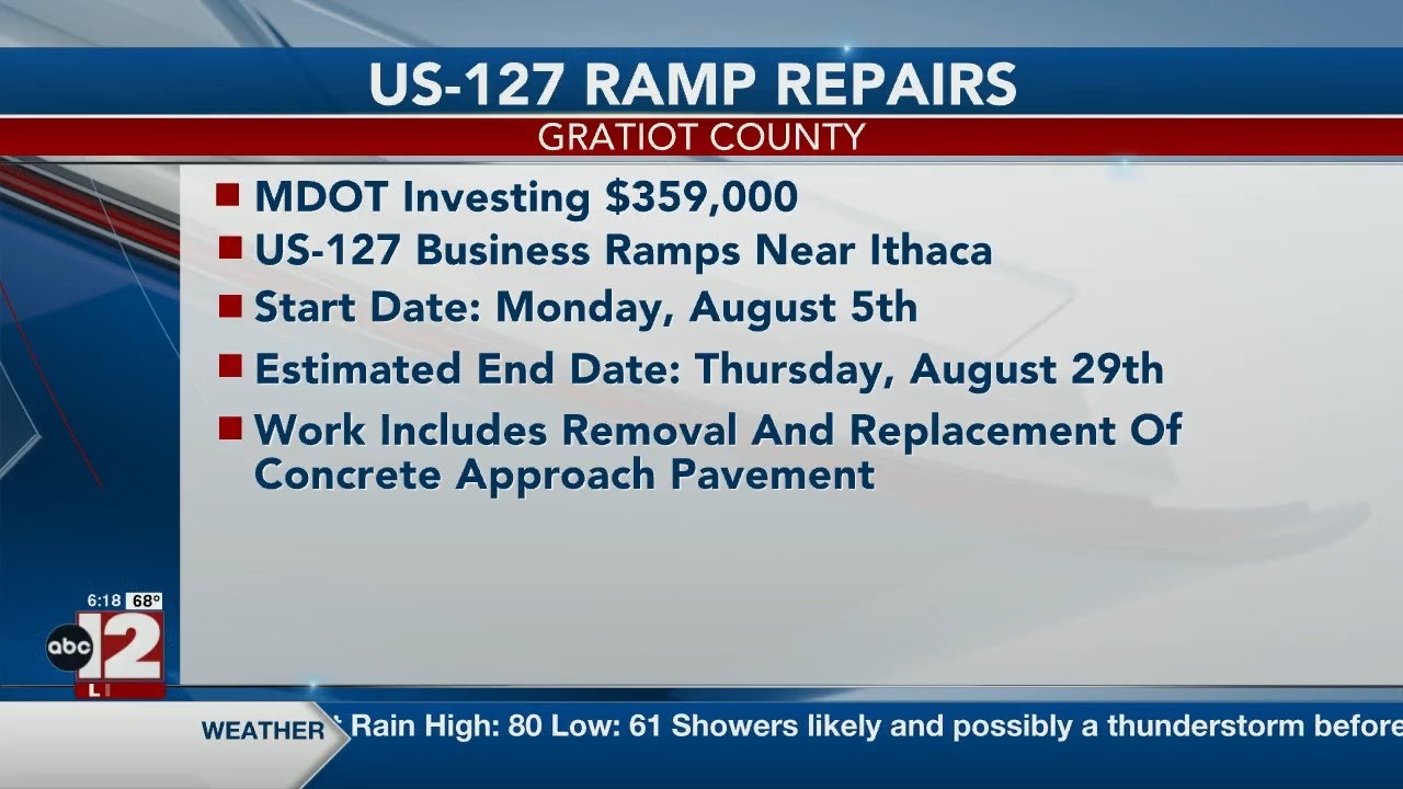 MDOT repaving U.S. 127 ramps near Ithaca - YouTube