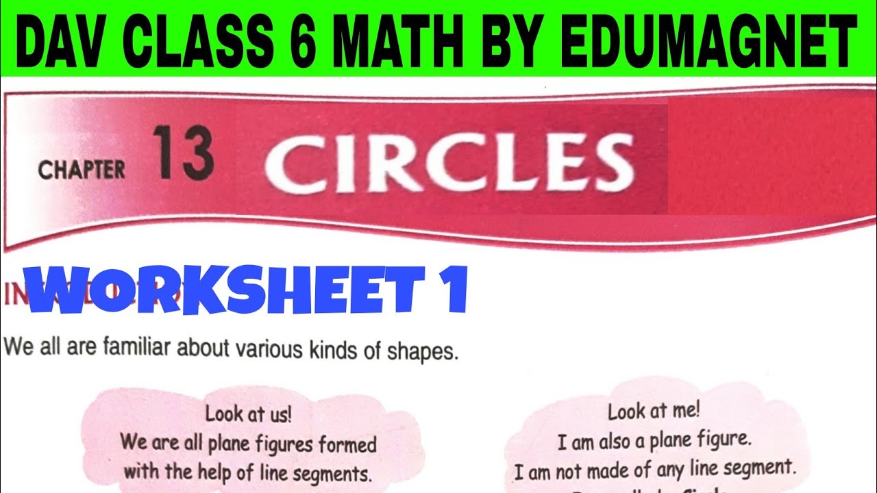 DAV CLASS 6 MATH CHAPTER 13 CIRCLE WORKSHEET 1 | BY EDUMAGNET - YouTube