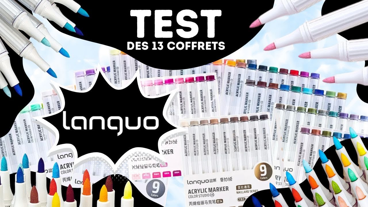 LANGUO - feutres acrylique - TEST des 117 couleurs - YouTube