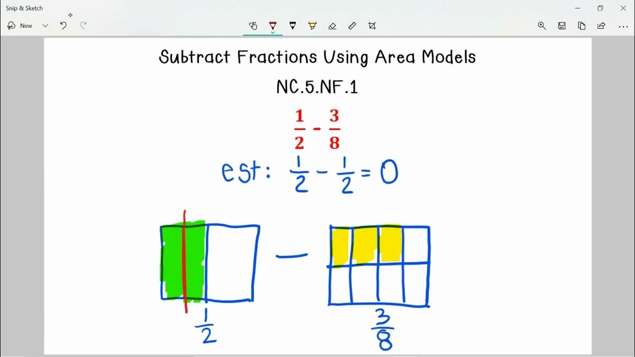 ES 5 Math Subtract Fractions Using Area Models - YouTube