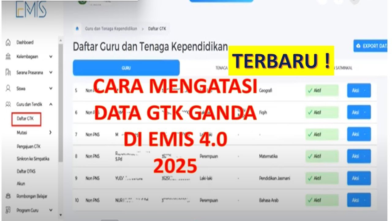 Cara Menonaktifkan GTK TERBARU Di EMIS 4 0 2025 - YouTube