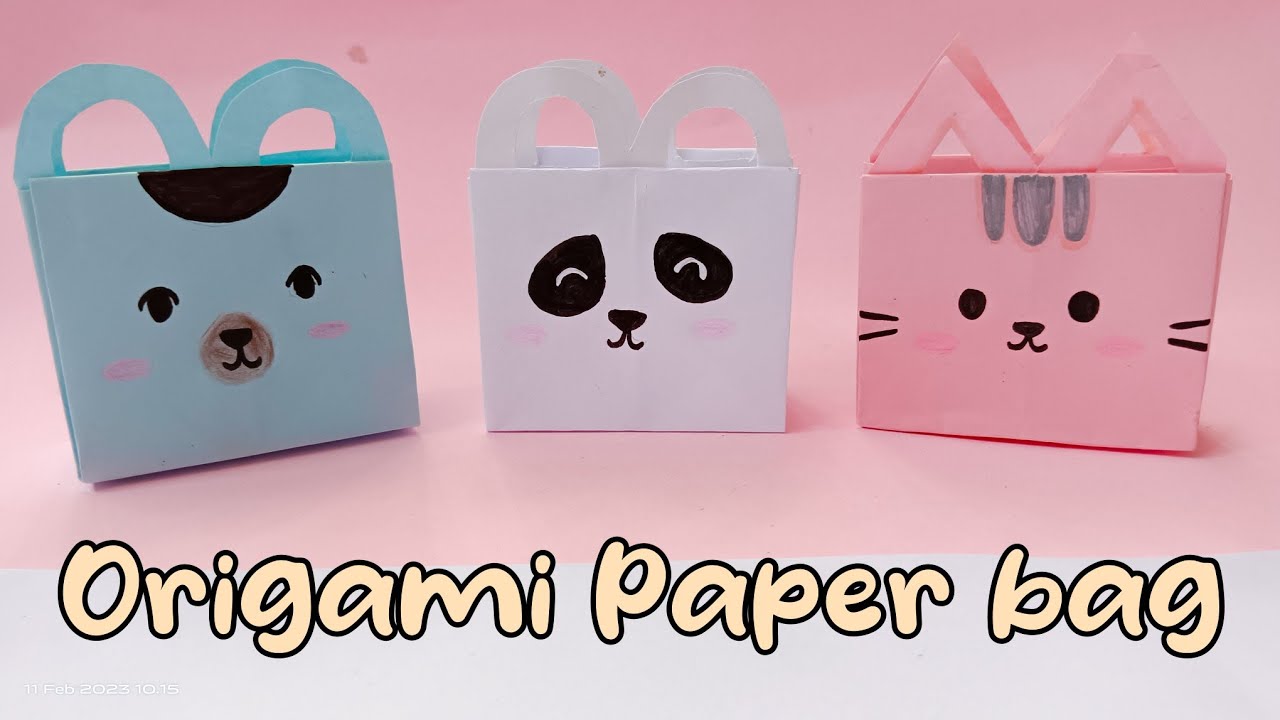 ORIGAMI TAS KUCING 🐱LUCU BANGET GUYS! |ORIGAMI PAPER BAG - YouTube