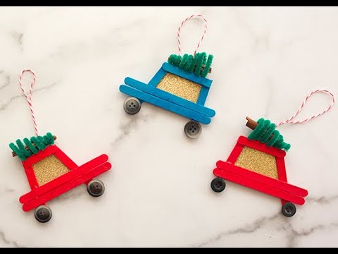 How to Make Popsicle Stick Car Ornaments - YouTube