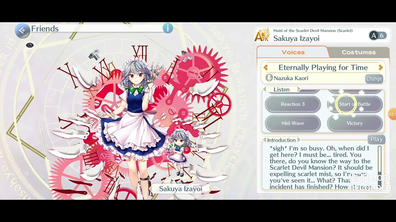 Touhou Lost Word Voice Lines - Sakuya Izayoi (Embodiment of Scarlet ...