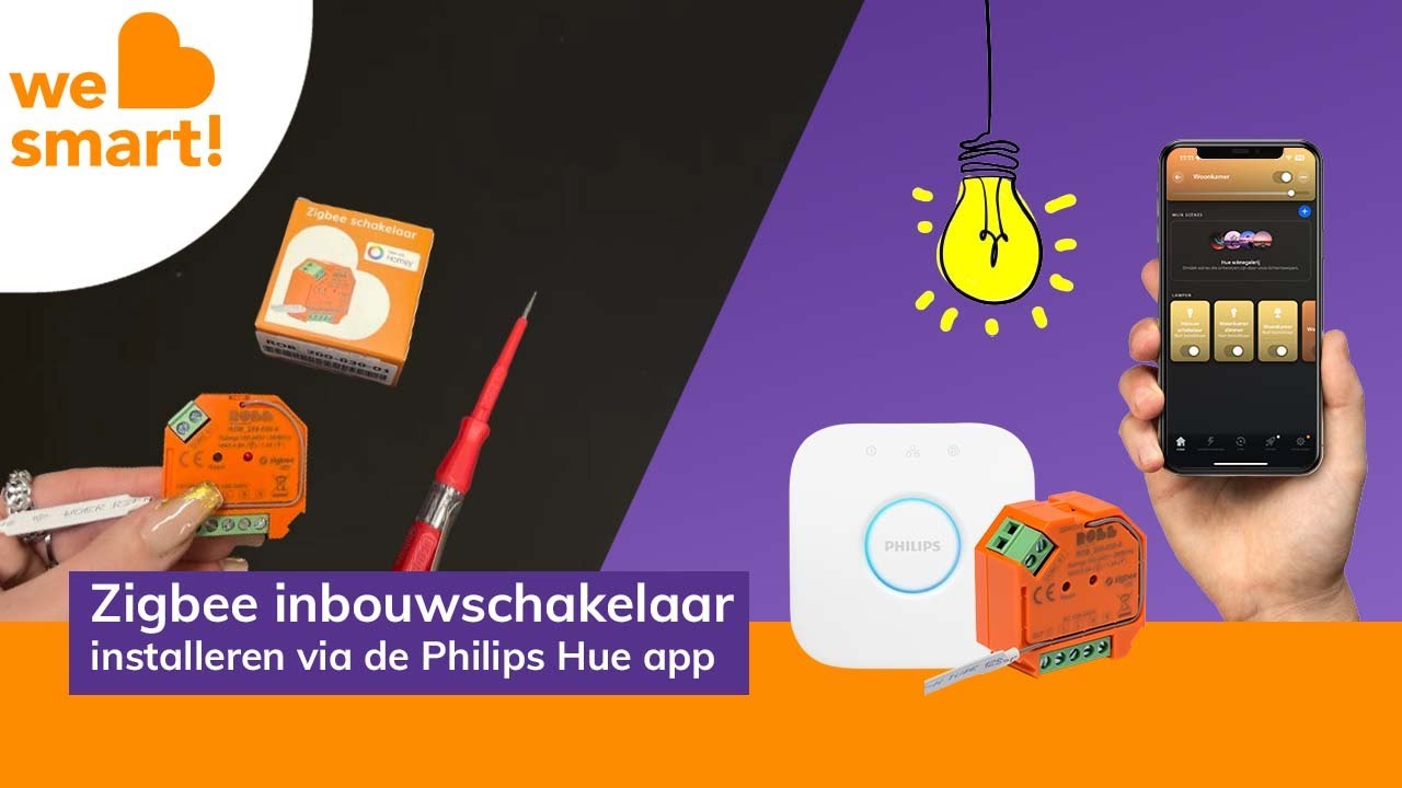 Zigbee inbouwschakelaar installeren en koppelen aan de Philips Hue app (ROB_200-003-1) - YouTube