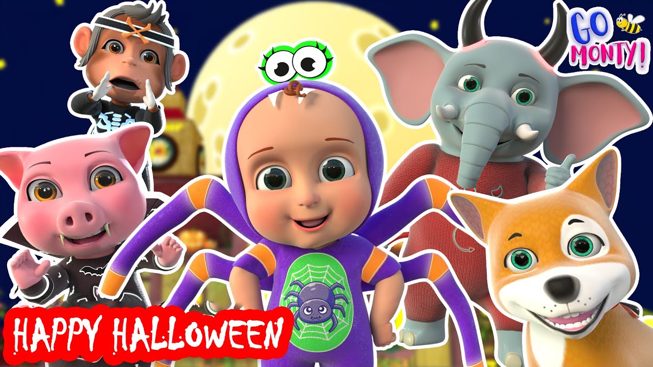 Five Little Monsters | Halloween Rhymes for Children - Go Monty! - YouTube