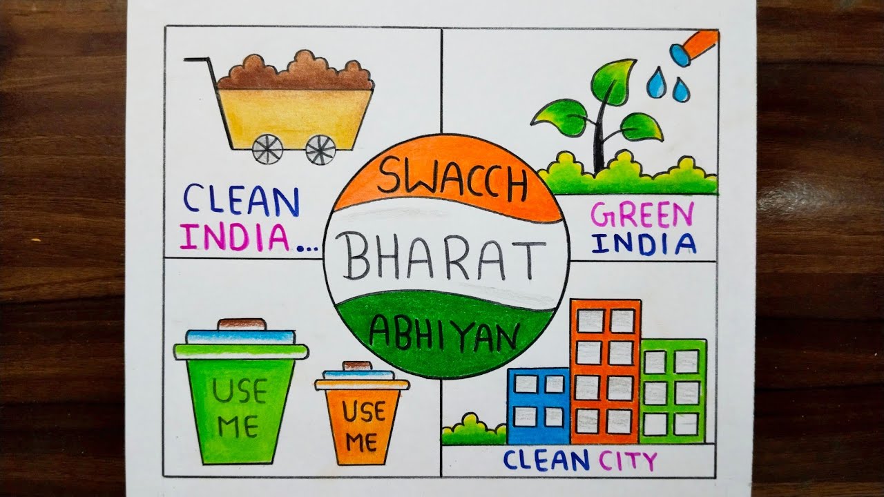 Swachh Bharat Abhiyan Drawing/Swachh Bharat Abhiyan Poster/Clean India ...