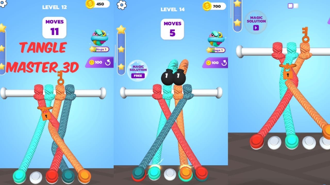 Tangle Master 3D | Game | Level 1-15 | Rope Tangle - YouTube