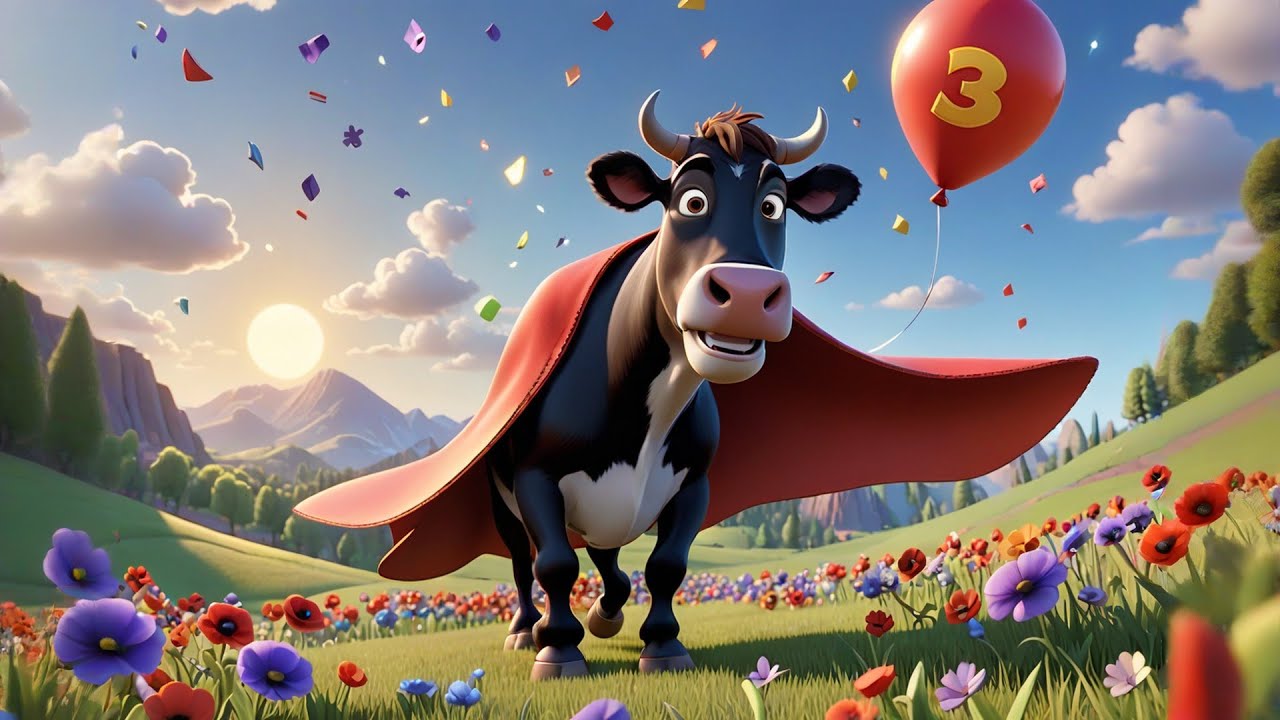 Four Little Cows Jump Over Numbers | Counting Song for Kids | Nursery ...