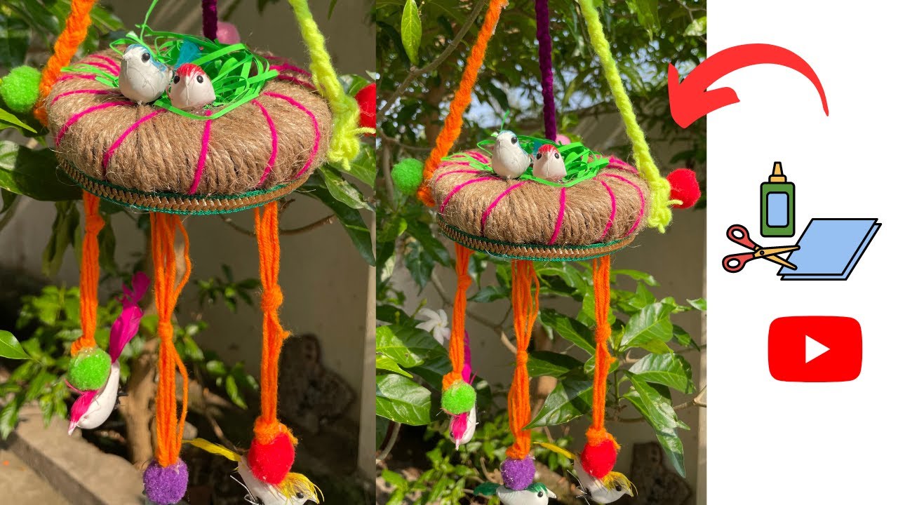 Unique Decorative birds hanging jute nest craft | bird nest craft idea ...