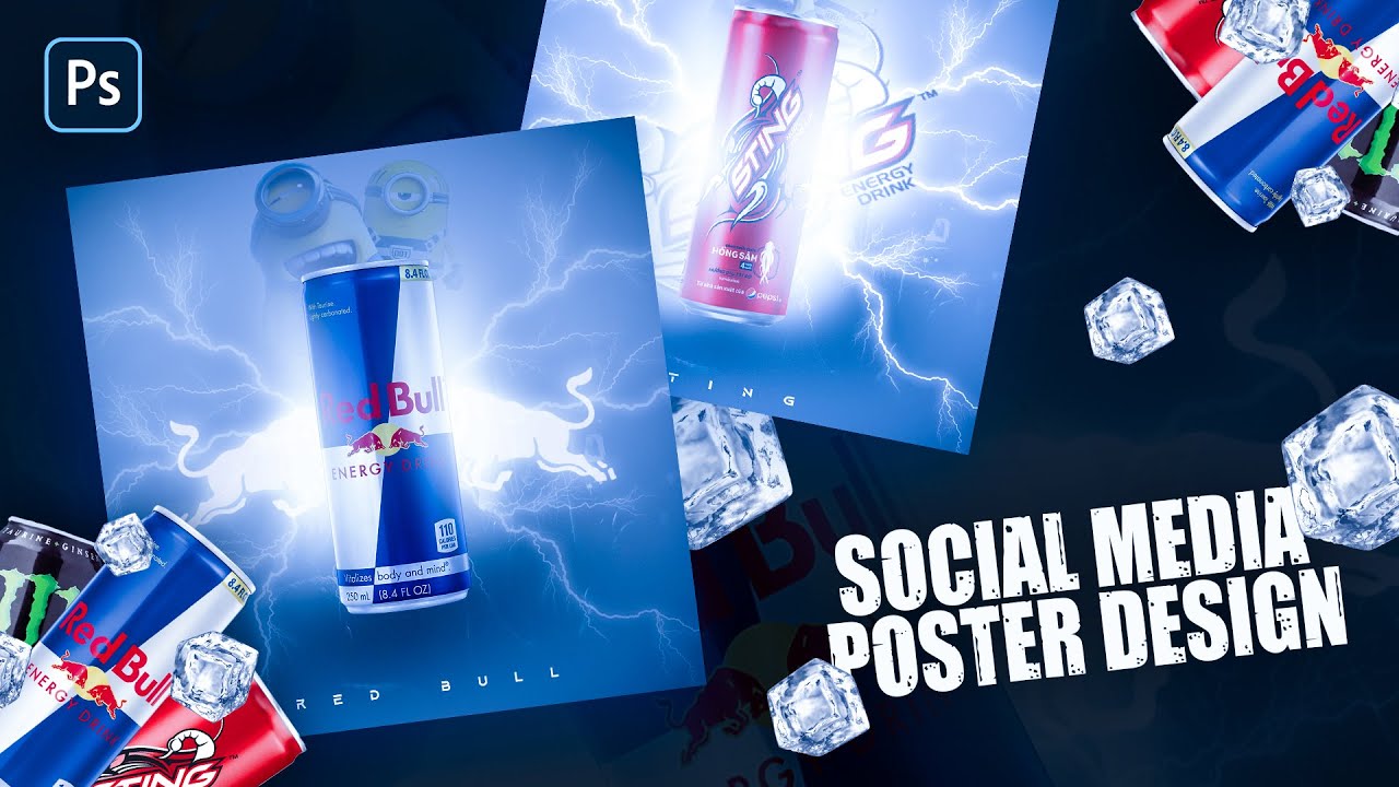 How to Design a Unique Red Bull Poster in Photoshop - YouTube