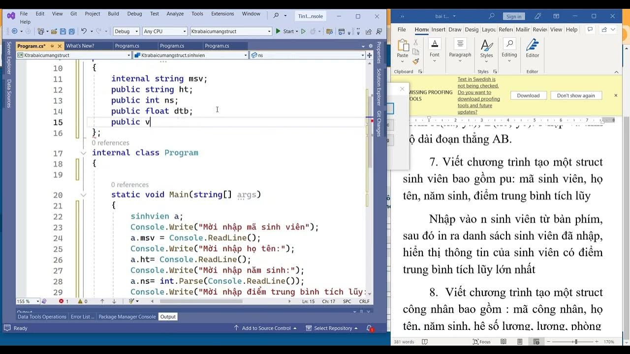 Chữa bài tập mảng struct c# - YouTube