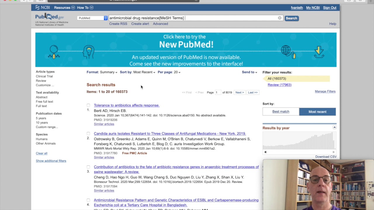 Pubmed MesH terms and saving searches - YouTube