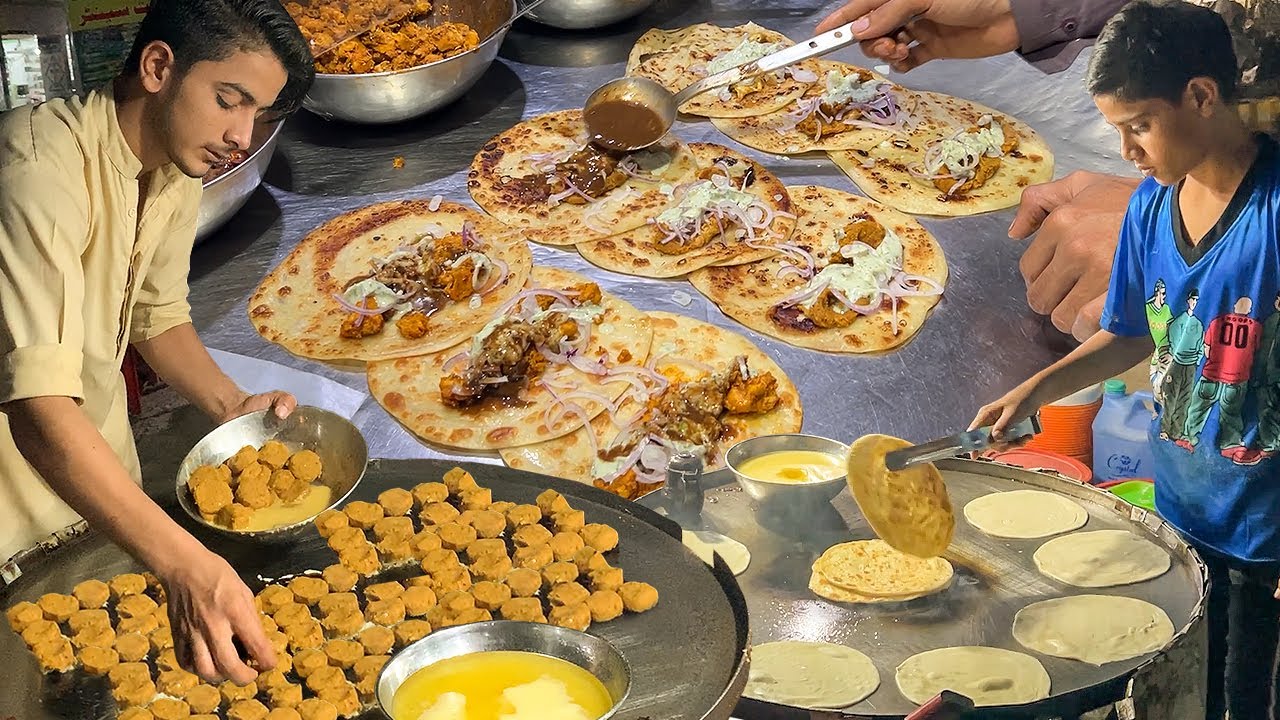 Pakistani Street Food Shami Kabab Paratha Roll | Roadside Street Food ...