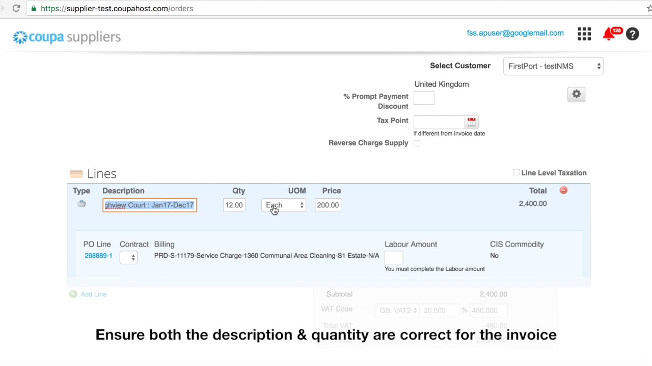 Supplier Portal Creating invoices online - YouTube