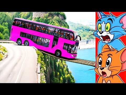 Cars vs Suspension Bridge Challenge in BeamNG Drive!