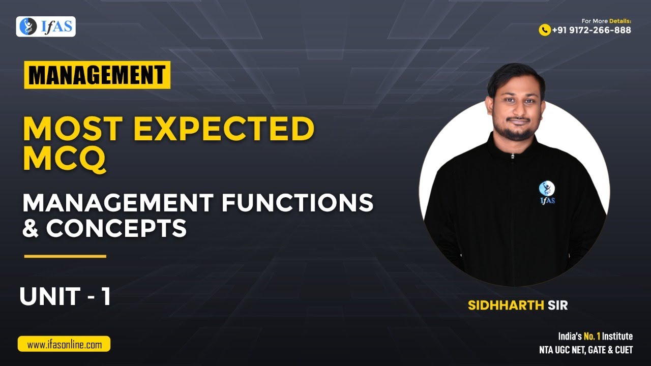 Most Expected MCQs 🔥🔥🔥 Management Functions and Concepts for UGC NET/SET Management - YouTube