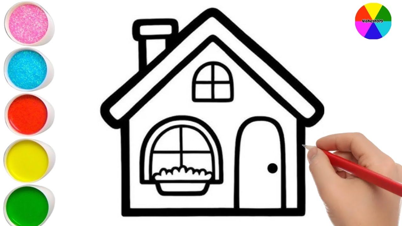 how to draw house for kids | easy house drawing for beginners - YouTube