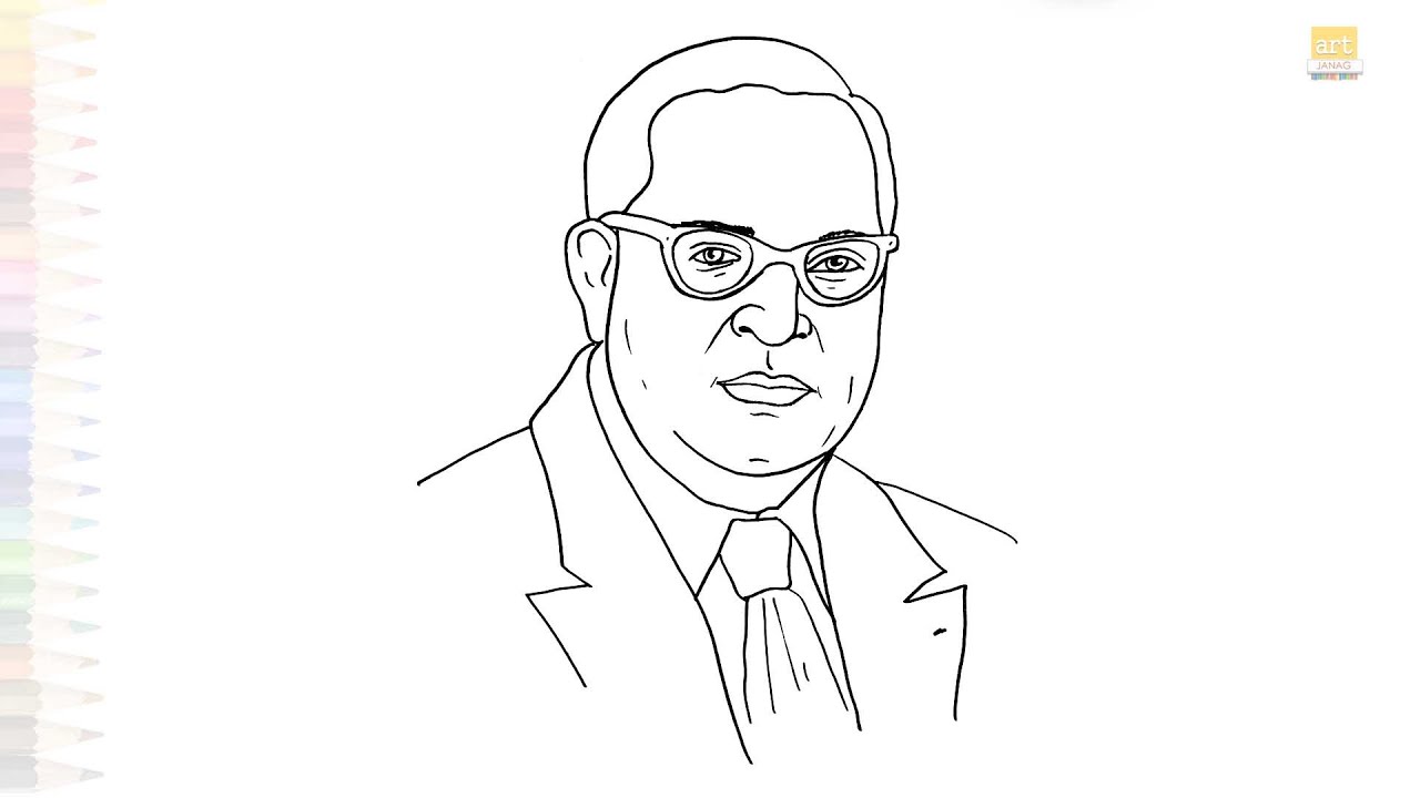 Dr B R Ambedkar drawings | Outline sketches | How to draw Dr B R ...