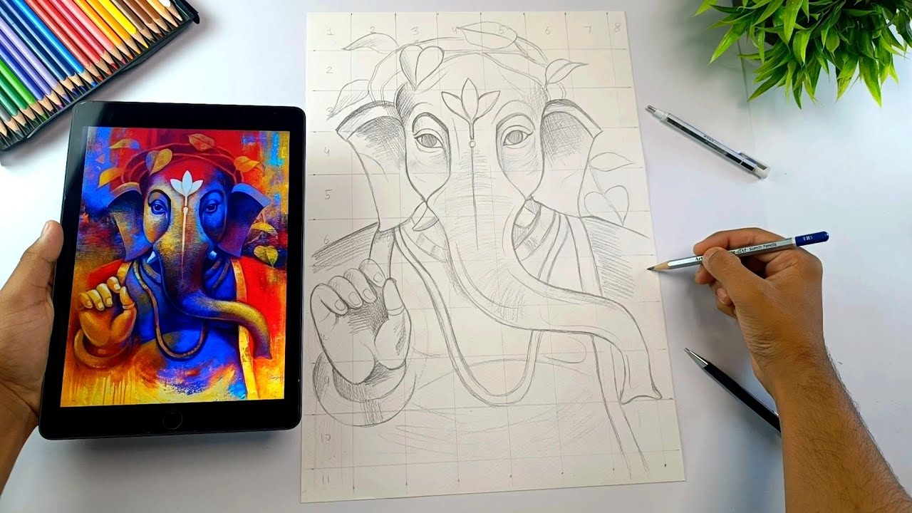 Lord Ganesha Drawing, Ganesha Drawing | Step By Step (Outline Tutorial) - YouTube