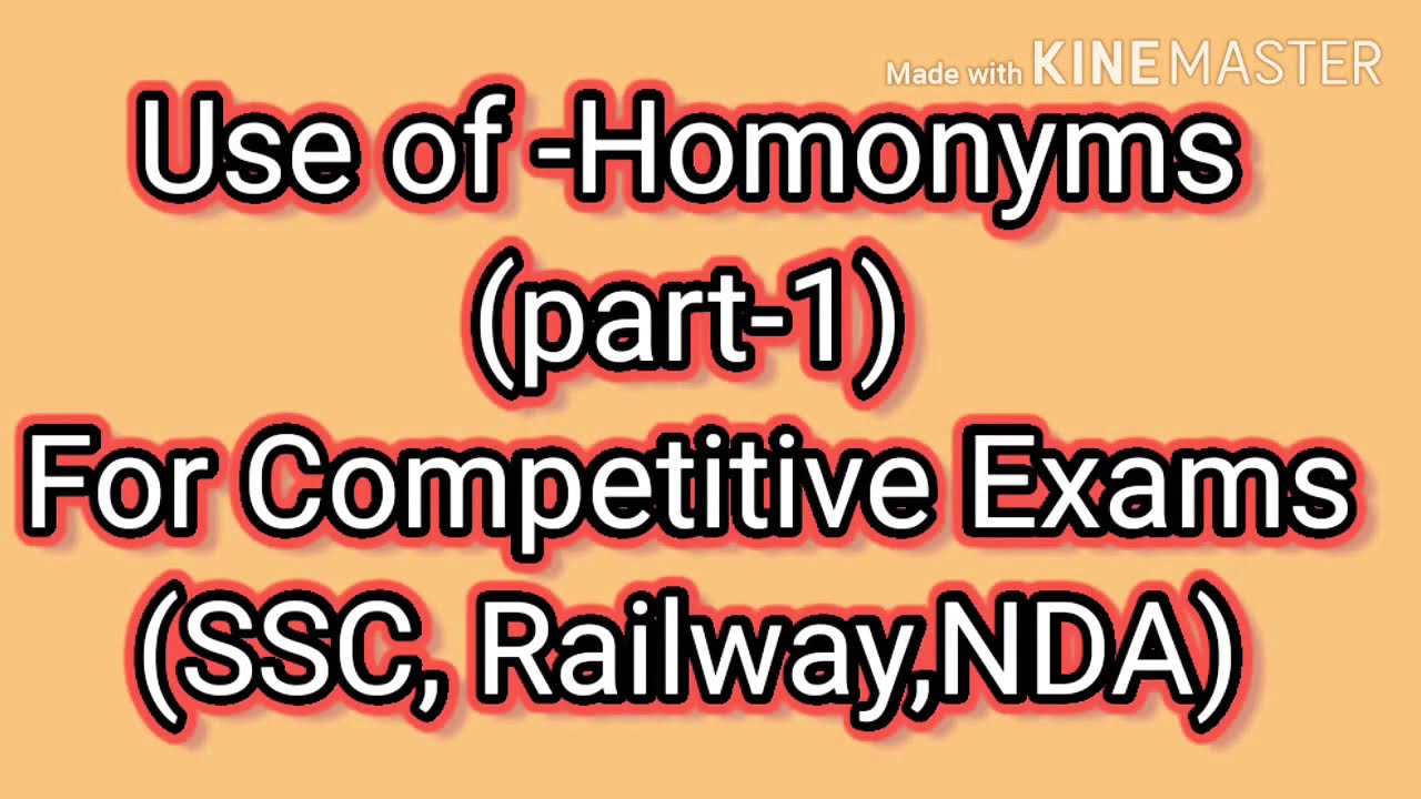Use of - Homonyms (part-1) || English Grammar | SSC | BANK - YouTube