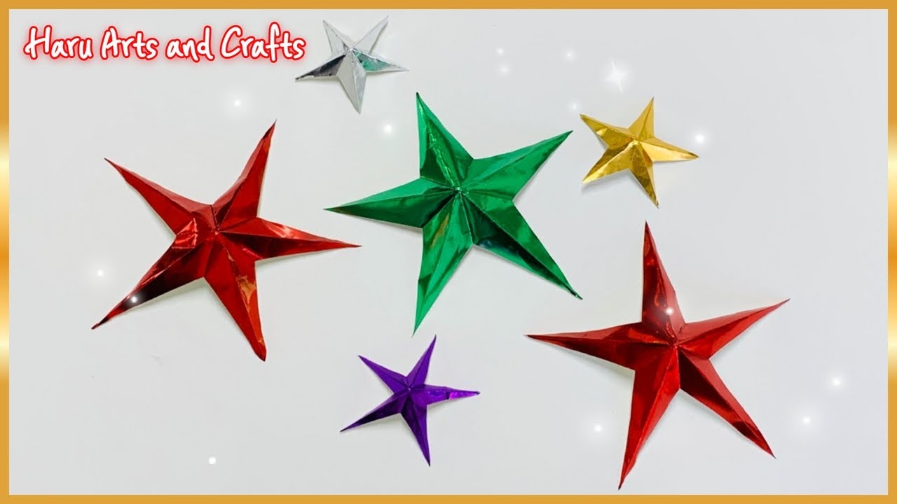 DIY 3D Paper Christmas Craft | 1Minute Paper Star Christmas Ornaments ...