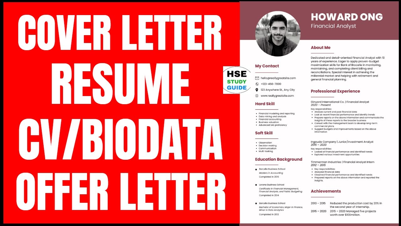 COVER LETTER | RESUME/CV/BIODATA | OFFER LETTER @hsestudyguide - YouTube
