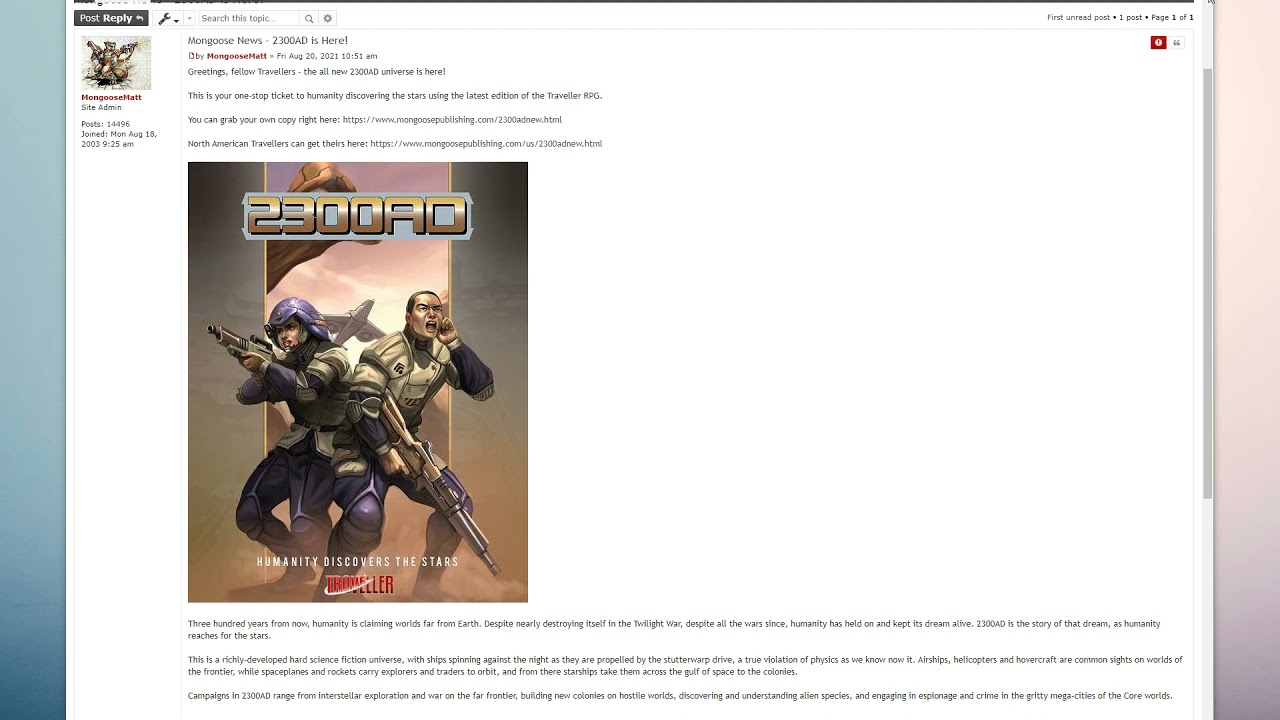 2300AD for Mongoose Traveller 2nd Edition RPG - YouTube