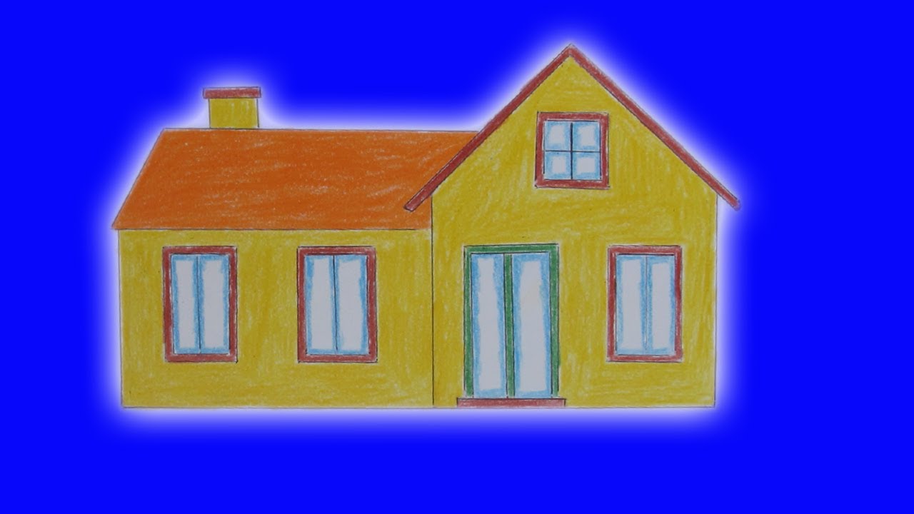 គំនូរផ្ទះ,How to Draw a House for beginner🏡 House Drawing step by step ...