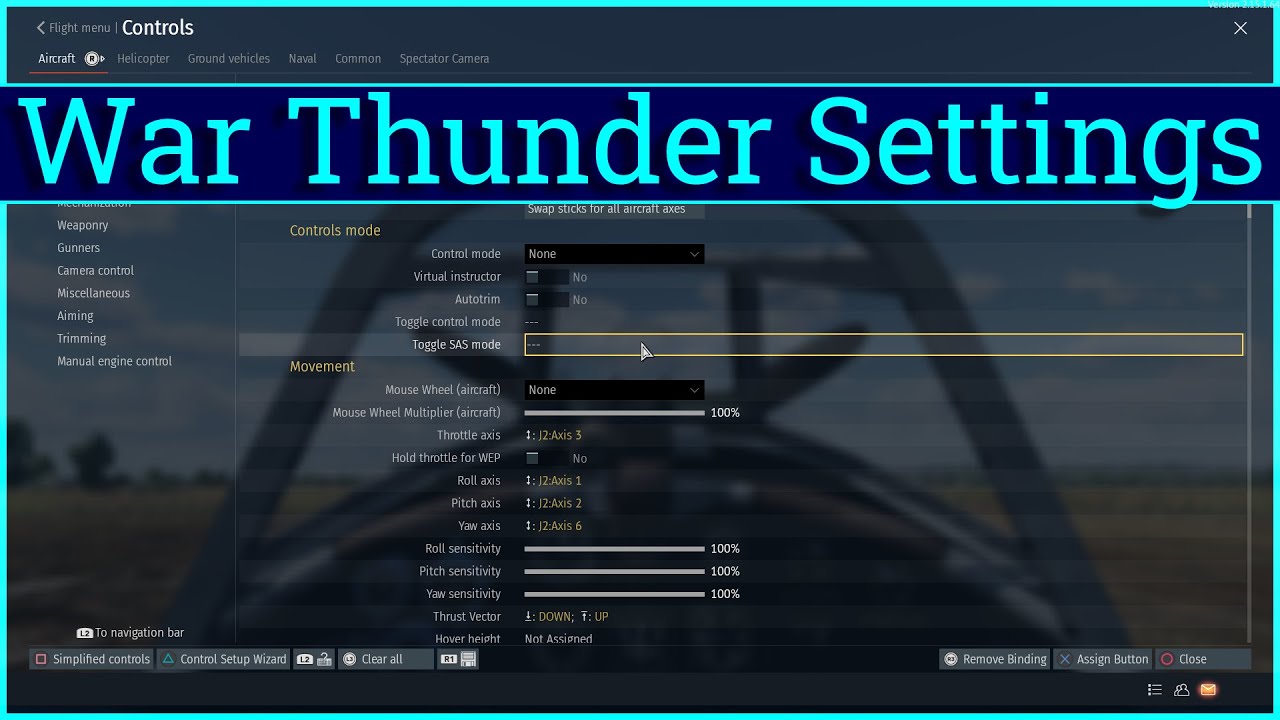 My War Thunder Simulator PS4 Settings Control - YouTube