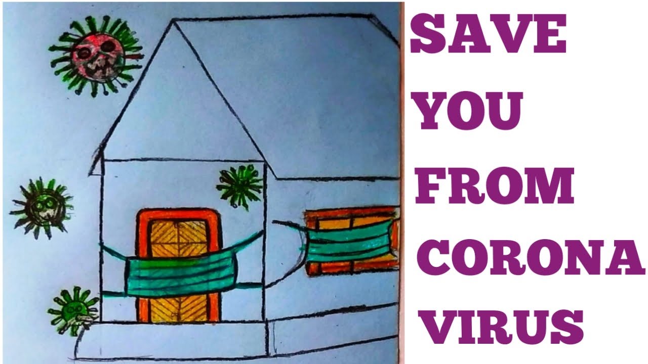 Stay home stay safe drawing I Coronavirus prevention drawing I ...