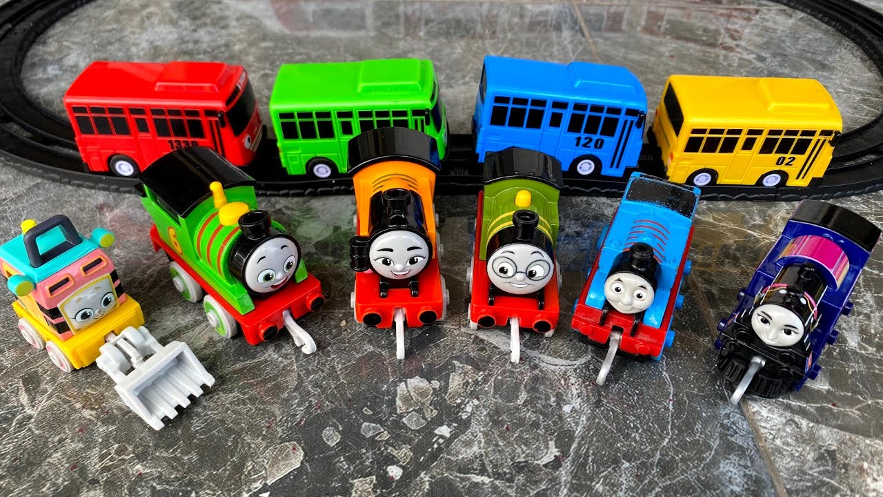 Playing train with thomas,sandy,percy,whiff,kana,nia,diesel,ashima ...