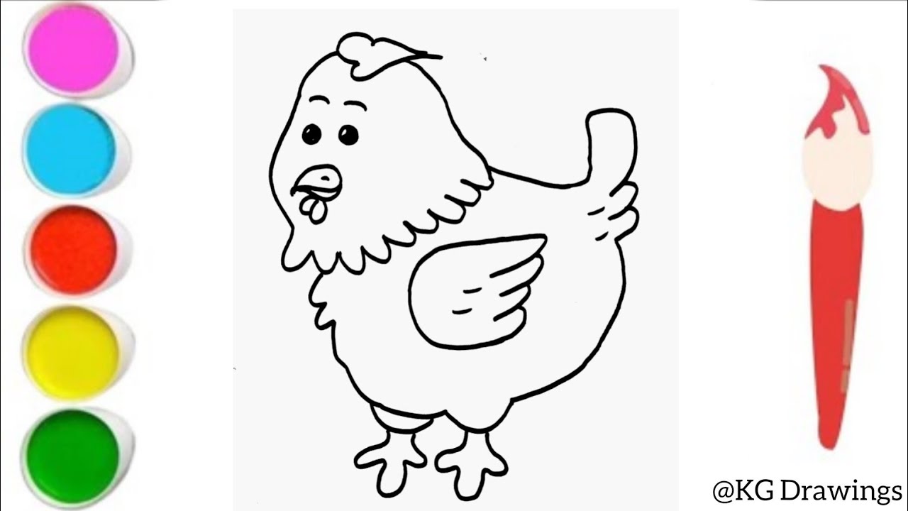 How to draw a cute Chicken/Hen🐔for kids and toddlers🤩||Easy and simple ...
