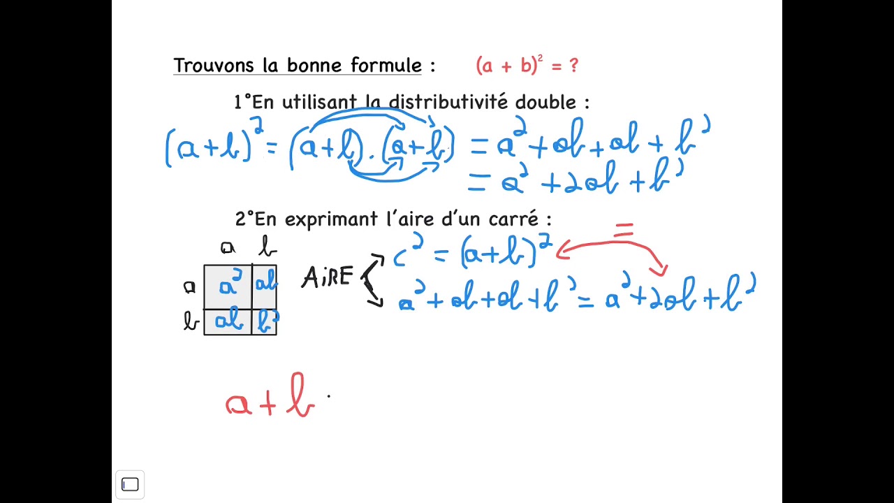 Produits remarquables : carré d'une somme - YouTube