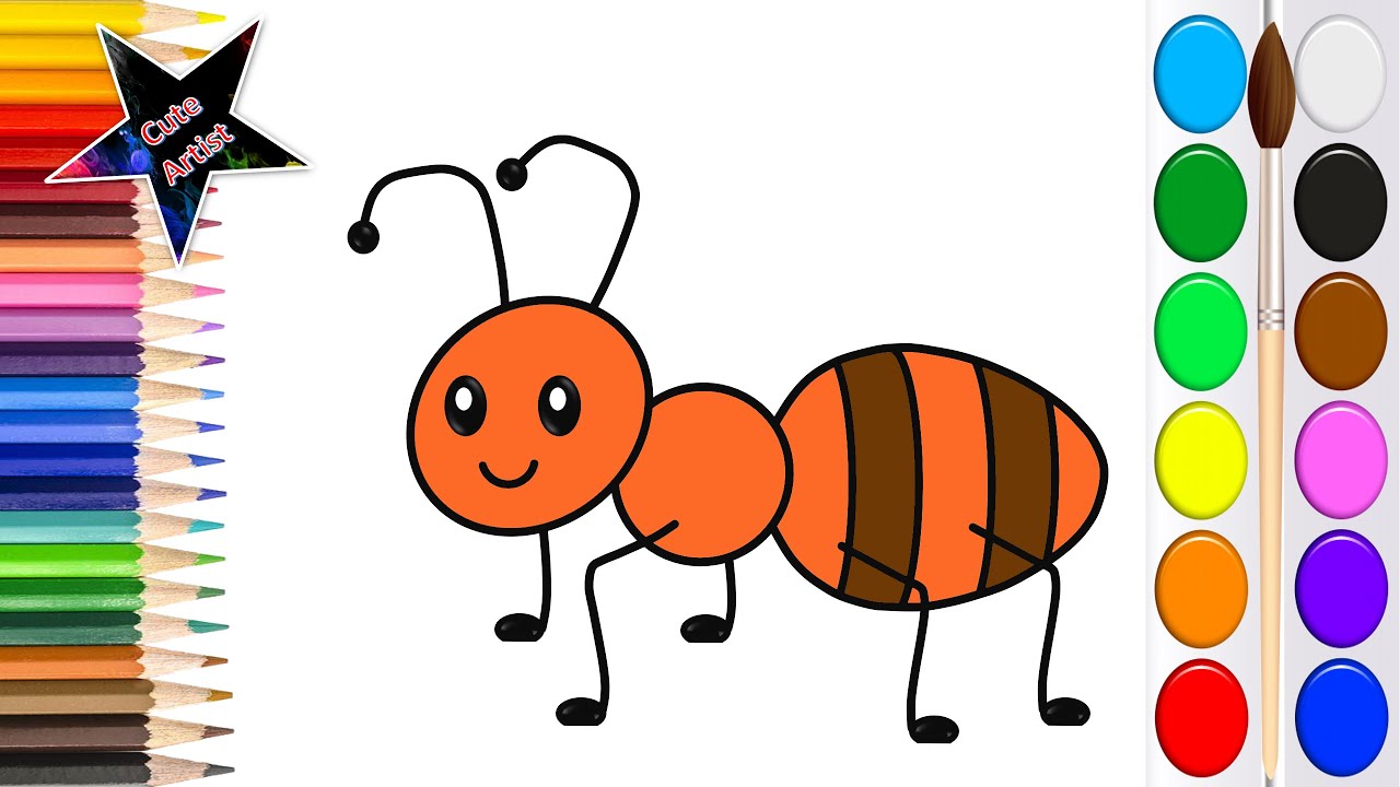 Easy Ant Drawing | How to Draw And Color Cute Ant Step by Step | Draw ...
