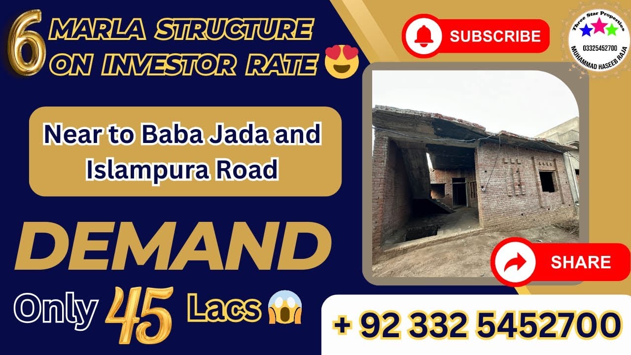6 marla red structure for sale on investor rate 😍Demand only 45 lacs ...