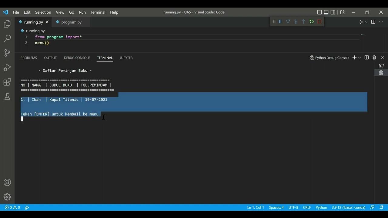 PROGRAM PERPUSTAKAAN SEDERHANA MENGGUNAKAN PYTHON - YouTube
