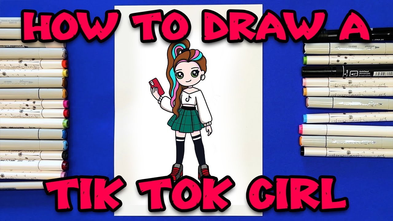 How To Draw a Cute Tik Tok Girl - YouTube