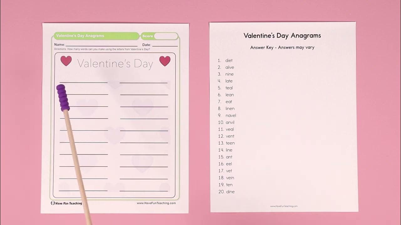 Valentine’s Day Anagram Worksheet - YouTube