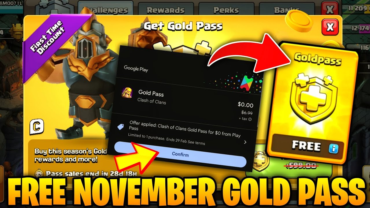 Free 90% Offer on November 2024 Gold Pass 🤩💥 | How to Get Free November ...