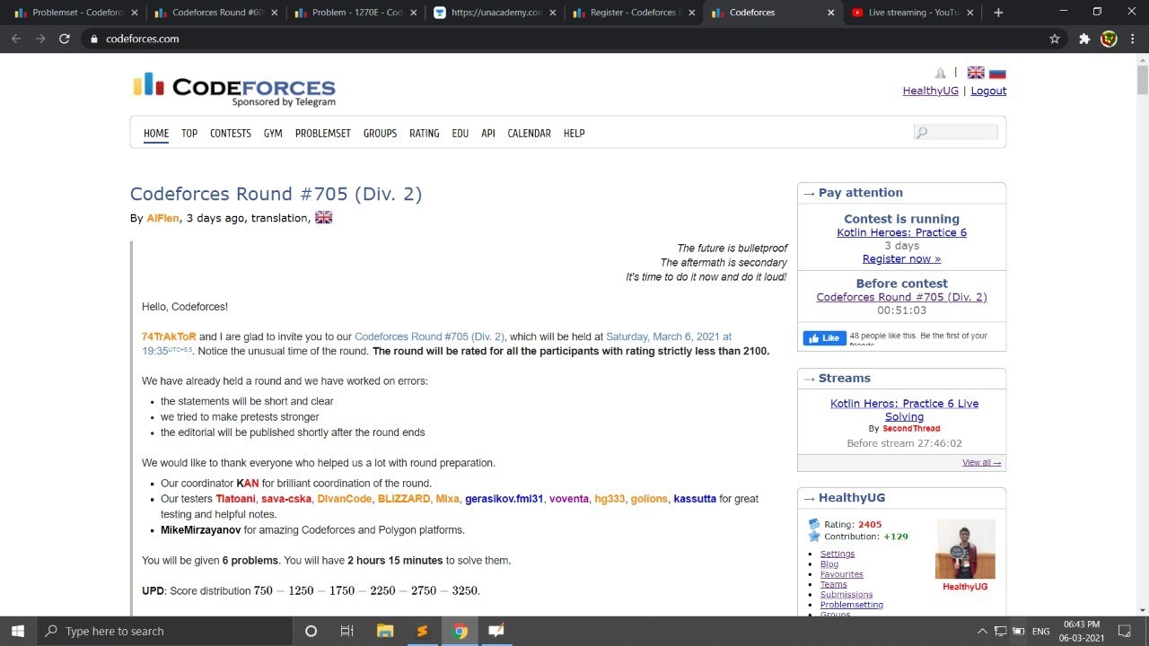 Codeforces Round 705 (Div. 2) | FEAT ERRICHTO | Rank 32 | Post Contest ...