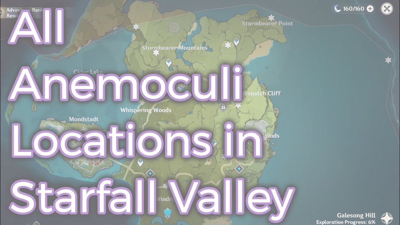 Genshin Impact Walkthrough ~All Anemoculi Locations in Starfall Valley ...