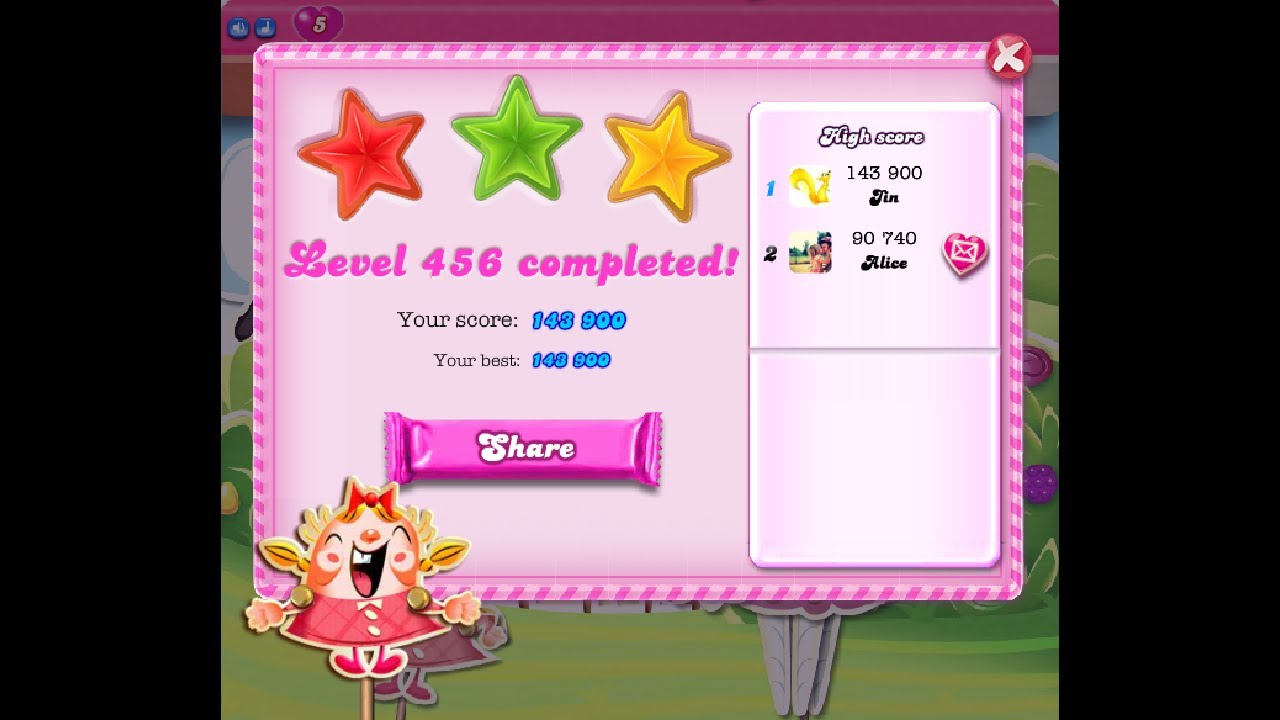 Candy Crush Saga Level 456 ★★★ NO BOOSTER - YouTube