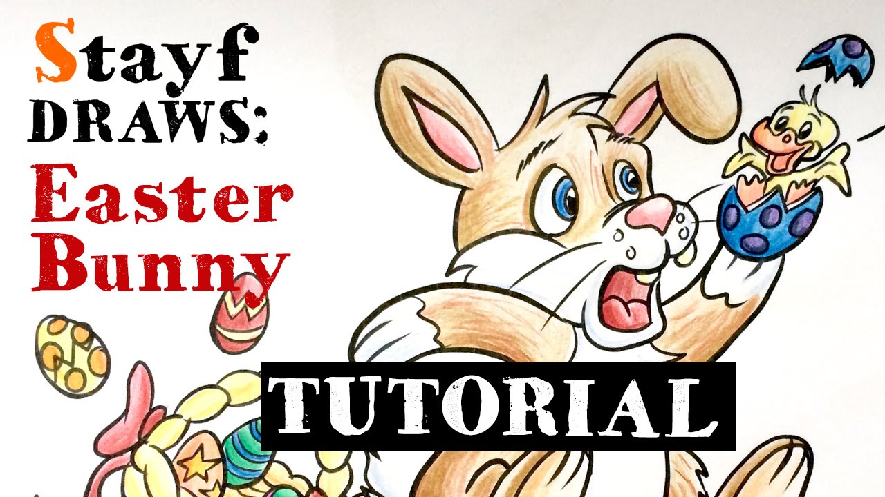 How to Draw a Funny Easter Bunny - Tutorial - YouTube