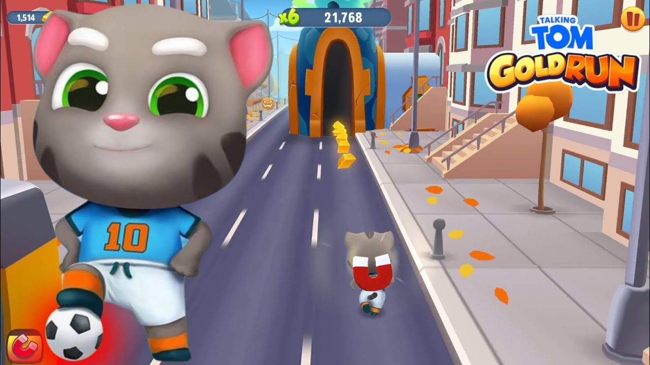 Talking Tom Gold Run Football Tom Running in Wacky Planet Full Screen ...