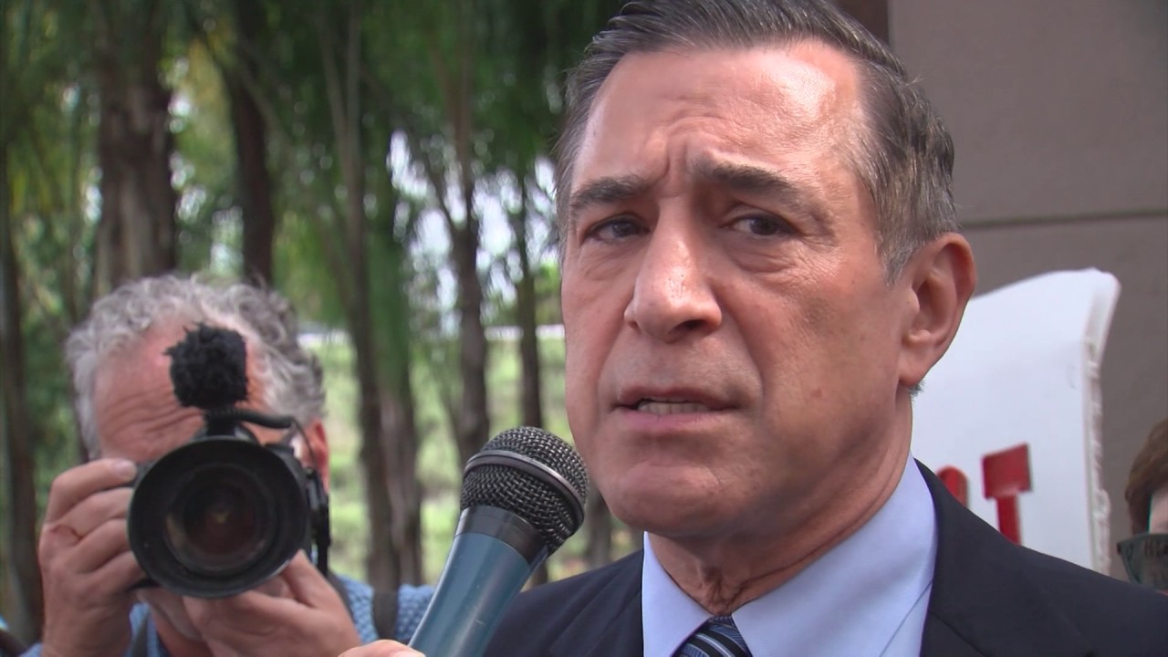 Rep. Darrel Issa Talks To Supporters And Protesters Outside Of His ...
