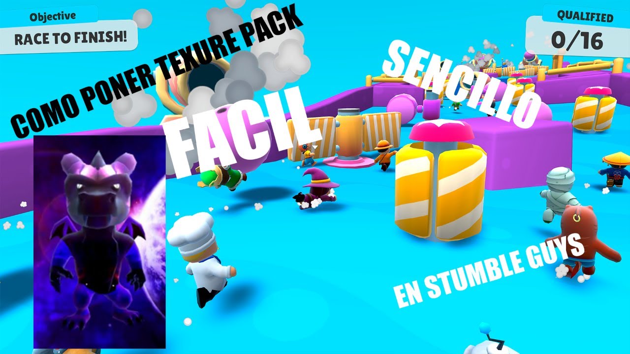 Como ponerse texture packs en stumble guys, bien explicado y facil ...