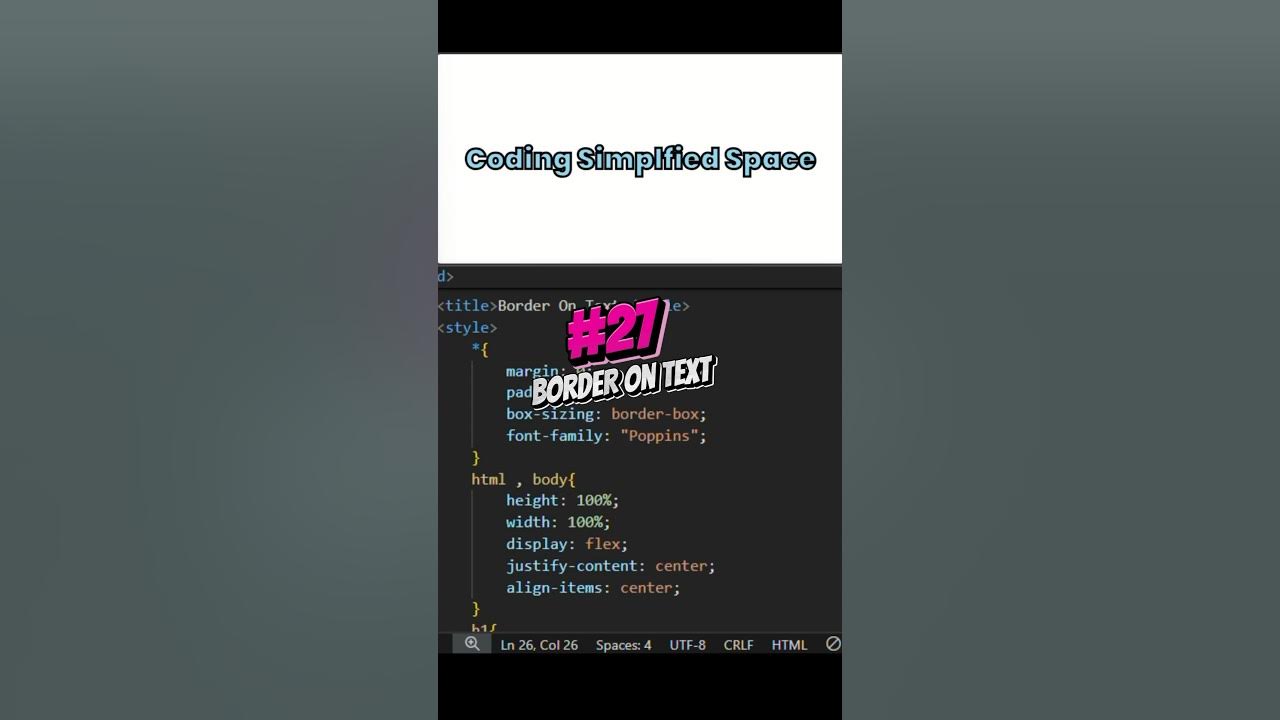 27/100- Border On Text #html #css #frontend #tutorial #tips #codingsimplifiedspace #border #text ...