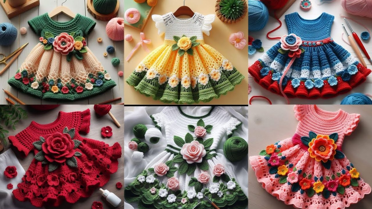 most beautiful woolen frock designs 2024/ latest crochet baby girl ...