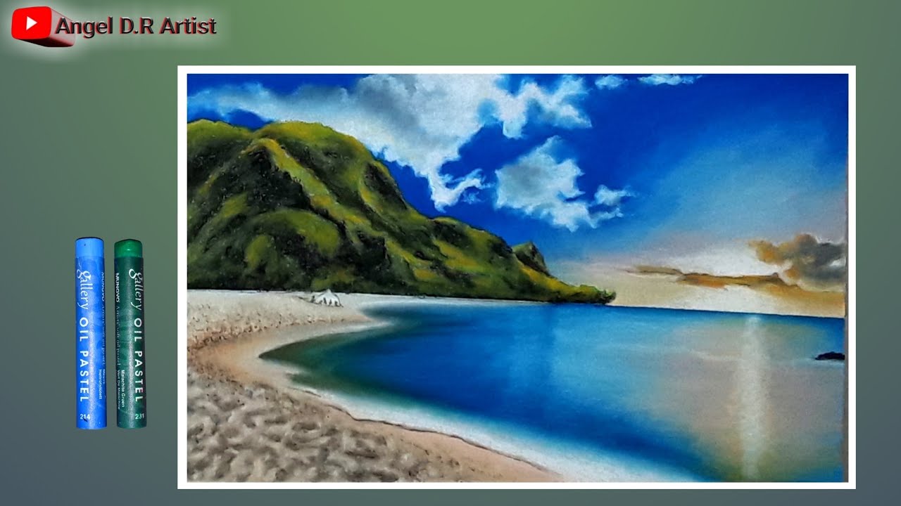 How to draw realistic beach | oil pastel drawing realistic | @angeld ...